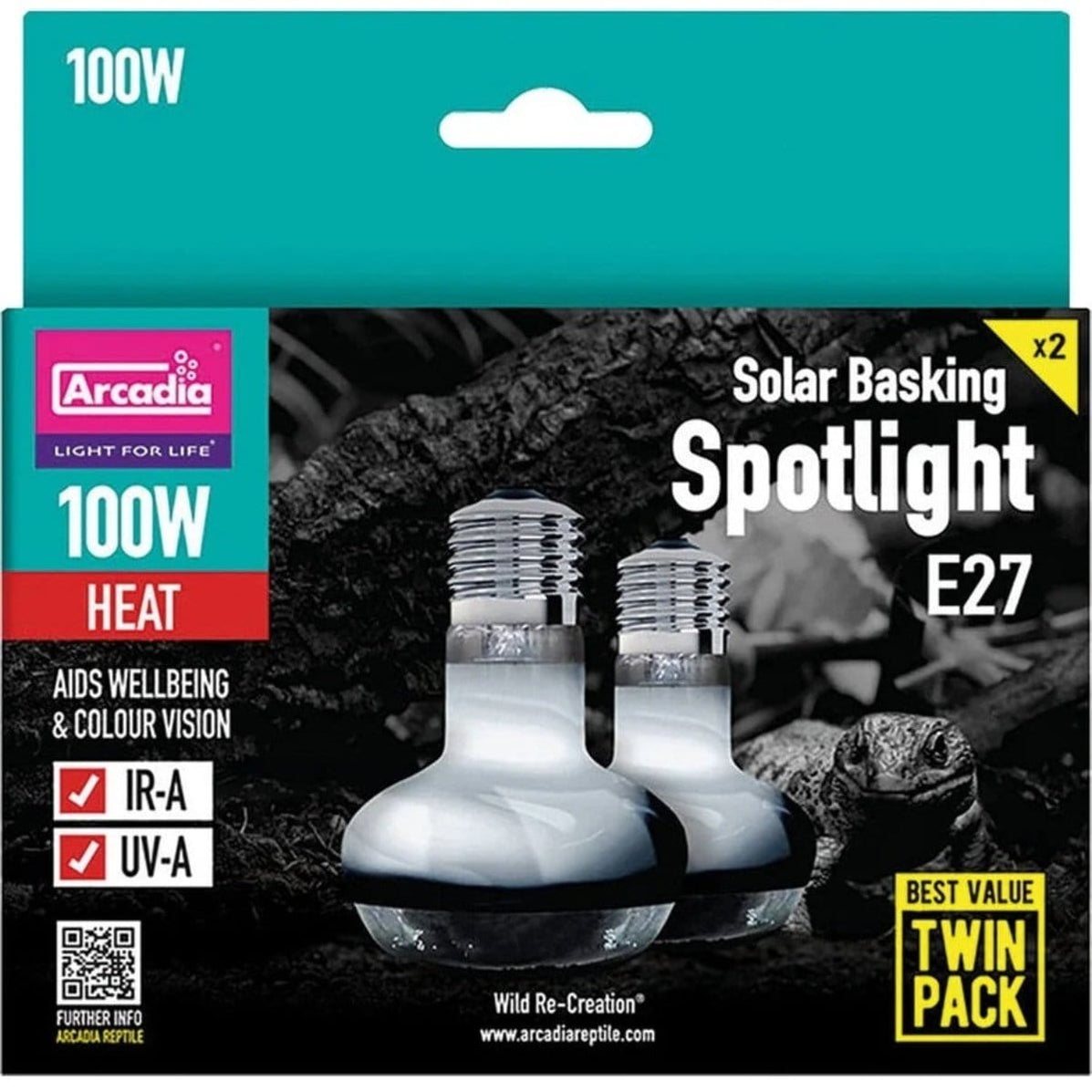 ARCADIA SOLAR BASKING SPOTLIGHT 100 WATT TWIN PACK — FOUDEBASSIN.COM